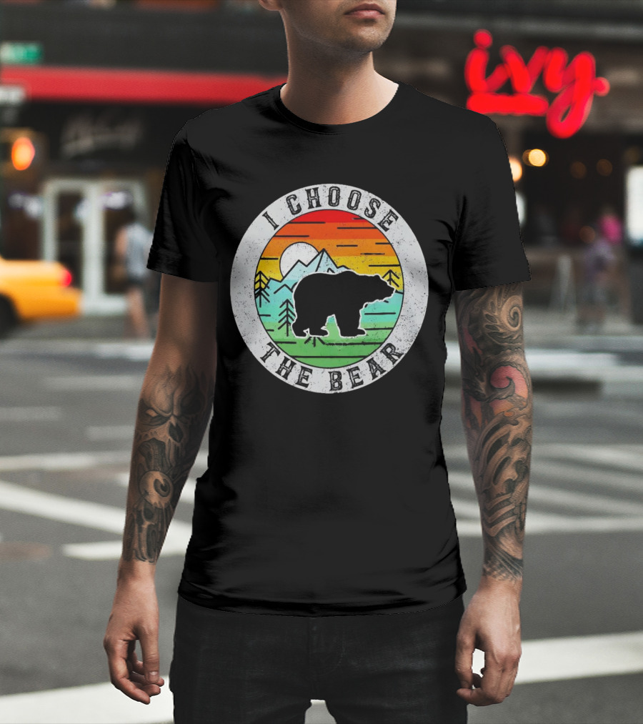 I Choose The Bear Vintage Sunset Mountains T-Shirt