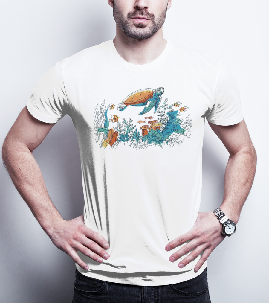 Life Is Good Turtle Oceanscape Boxy Crusher T-Shirt