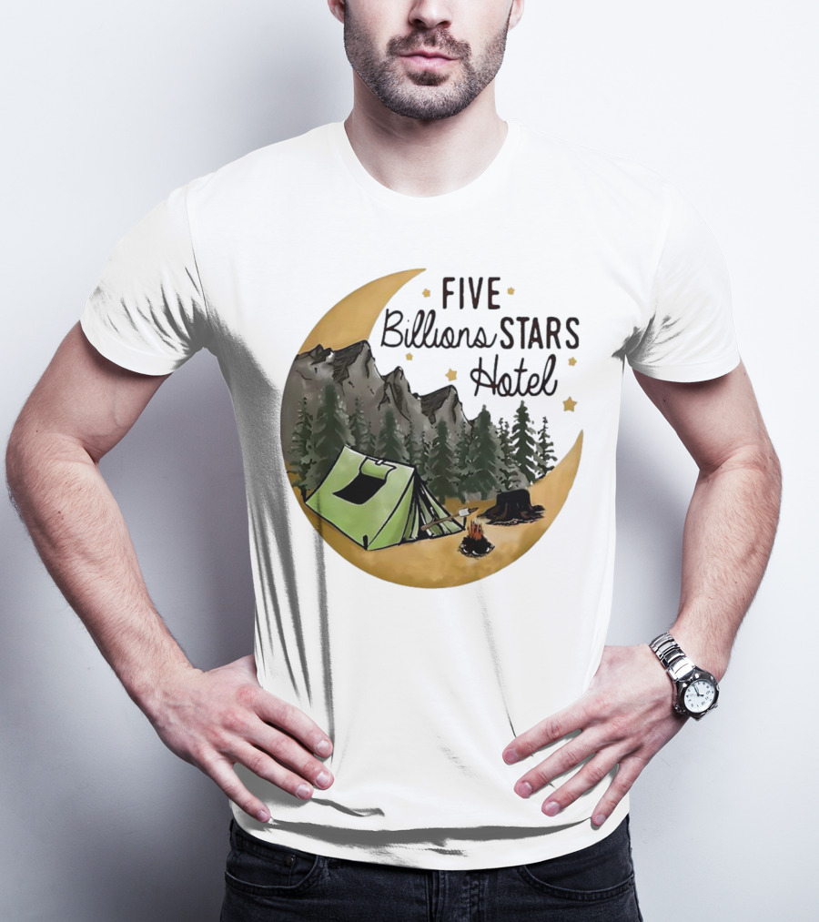 Five Billions Stars Hotel Camping Adventure Under Moonlit Forest T-Shirt