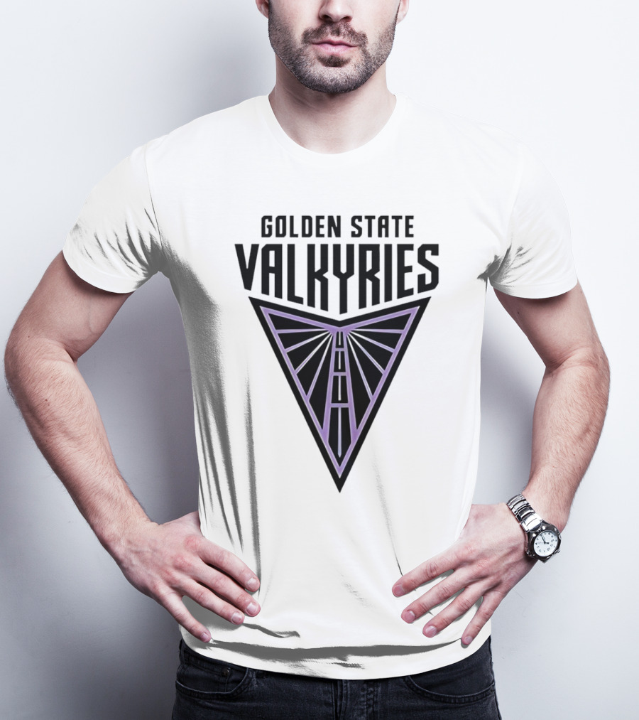 Golden State Valkyries Triangular Emblem In Black And Purple T-Shirt