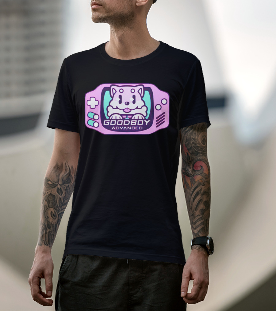 Goodboy Advanced Pastel Gaming Handheld Console Dog Character T-Shirt