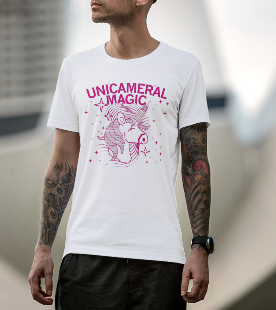 Unicameral Magic Neon Unicorn Capitol Stars T-Shirt