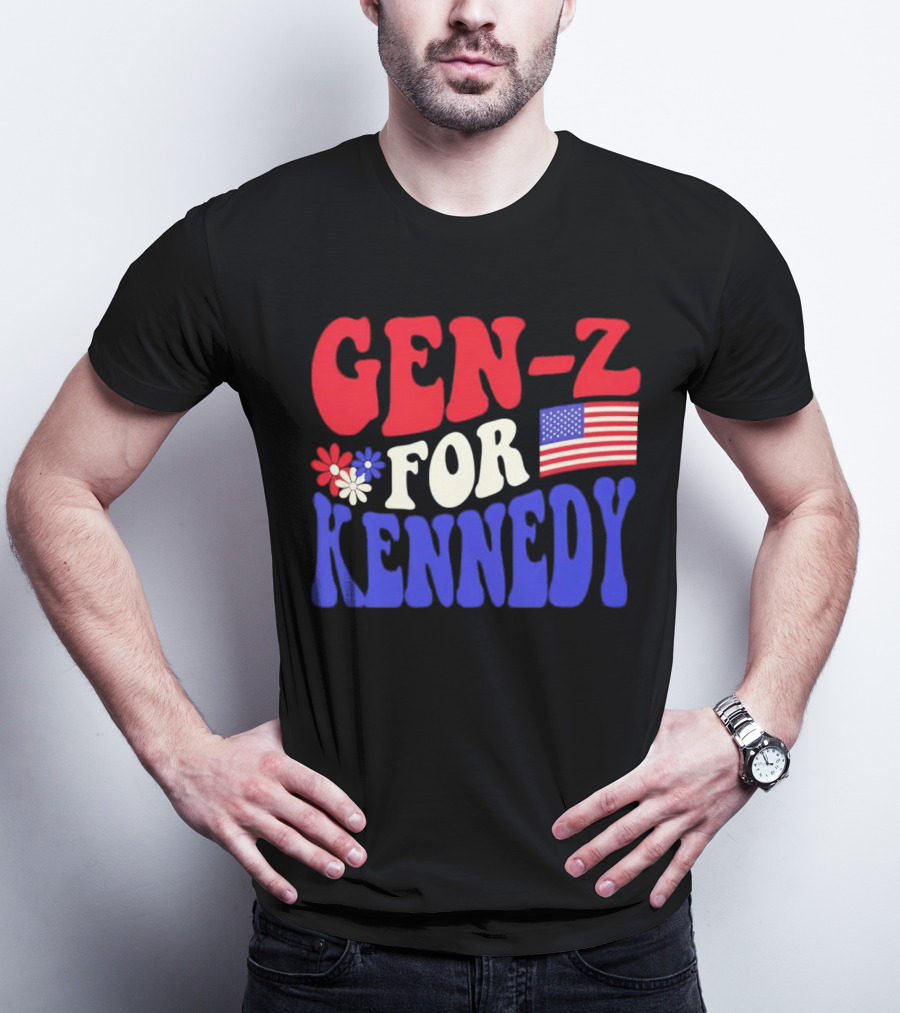 Gen-Z For Kennedy American Flag Retro Flowers T-Shirt