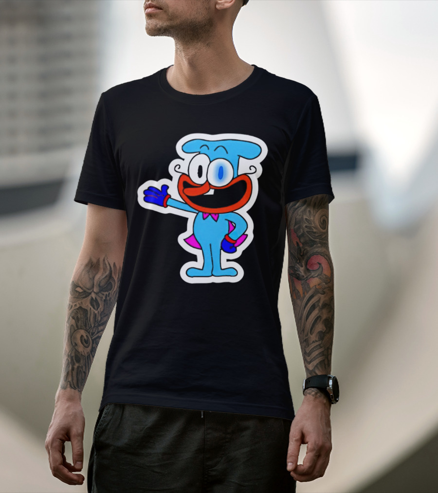 The Doise Cartoon Character With Blue Outfit And Red Accent Detailing T-Shirt