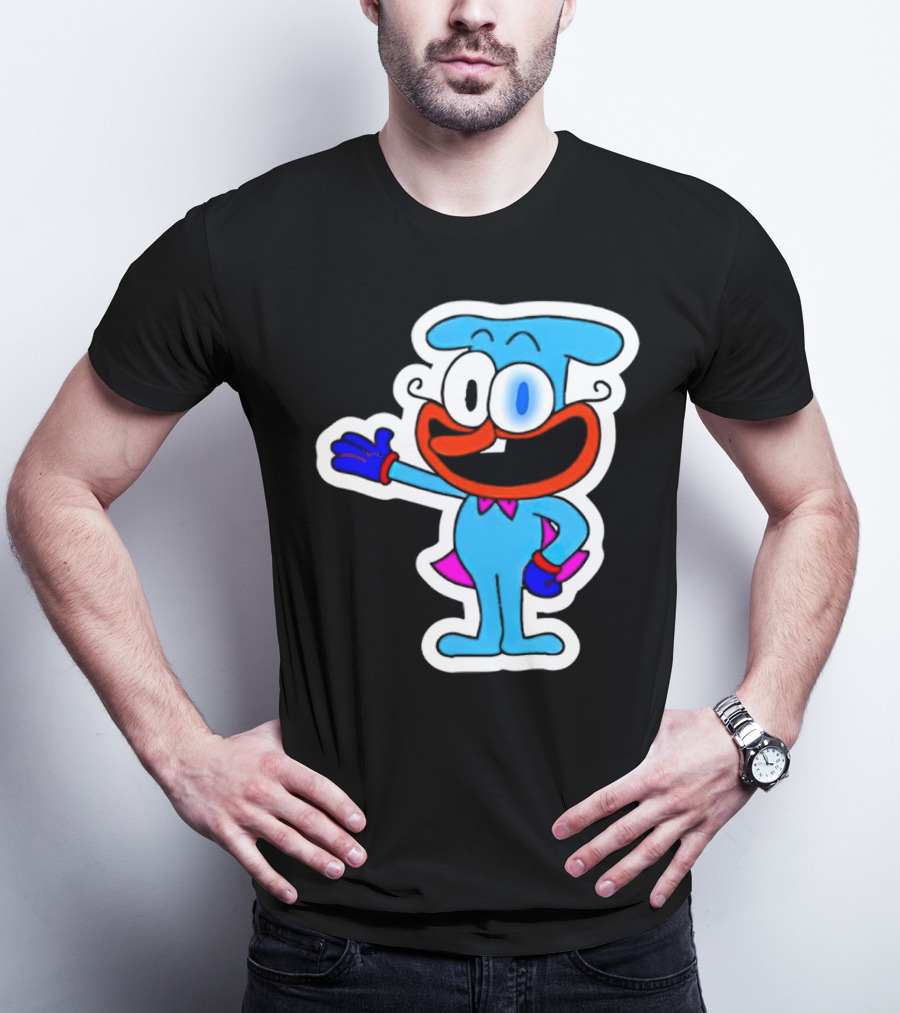 The Doise Cartoon Character With Blue Outfit And Red Accent Detailing T-Shirt