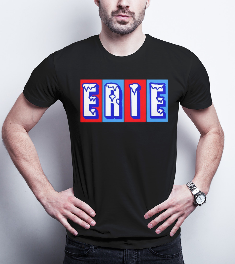 ERIE Ice Block Letters T-Shirt