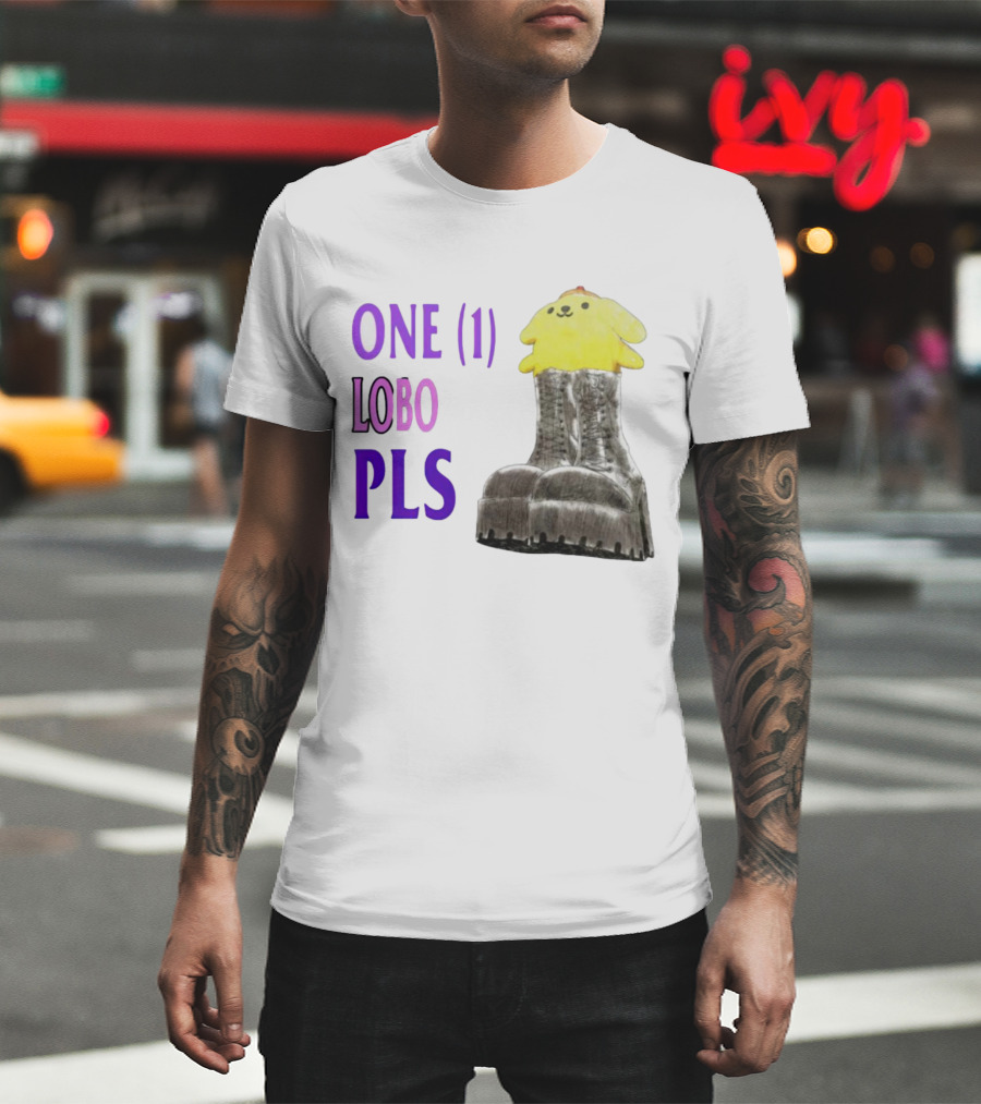 ONE (1) LOBO PLS Yellow Character Black Boots T-Shirt