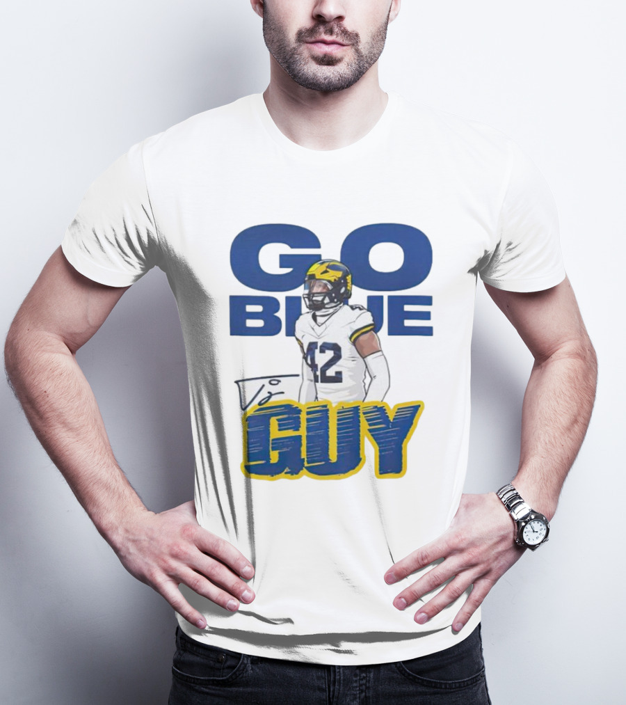 Go Blue Tj Guy 42 Football Player T-Shirt