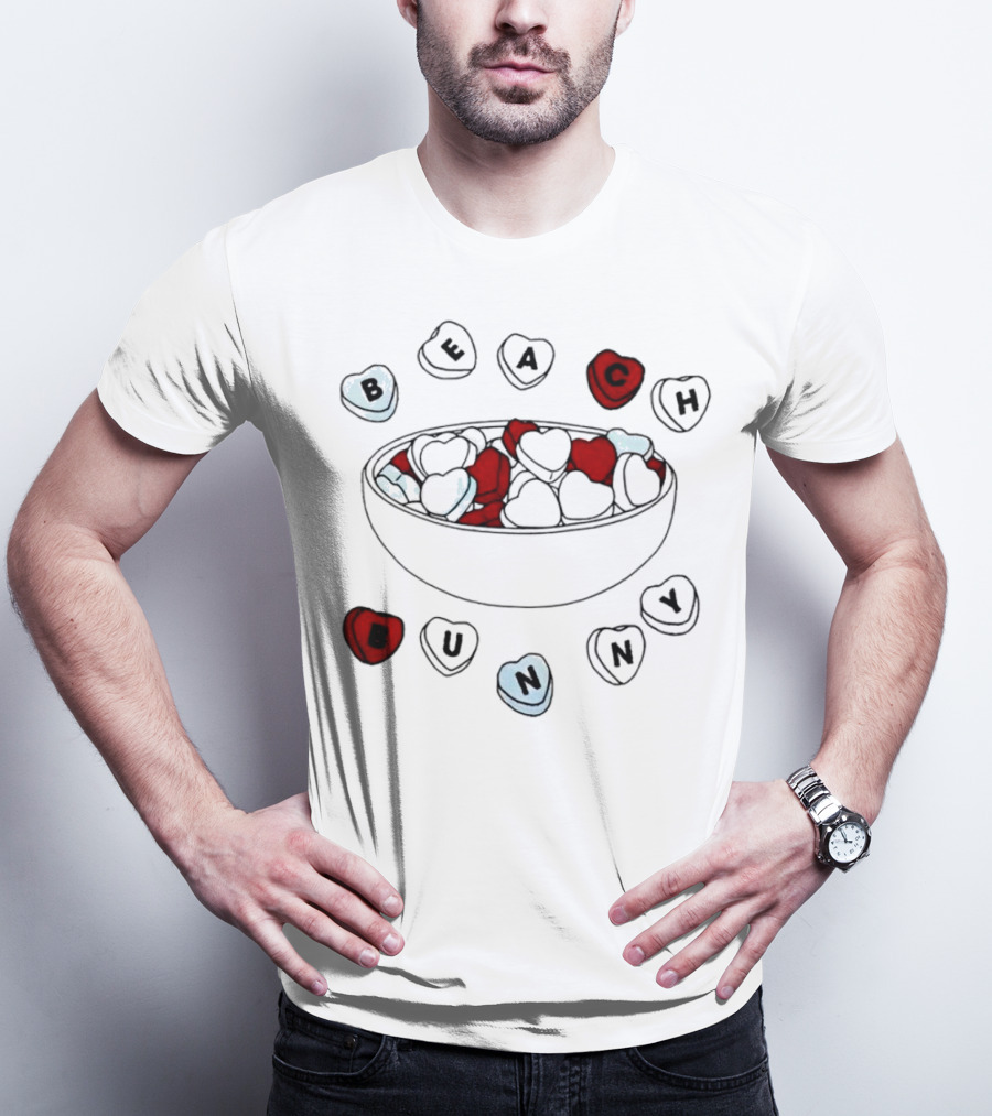 BEACH Bunny Heart Bowl With Red And Black Hearts T-Shirt