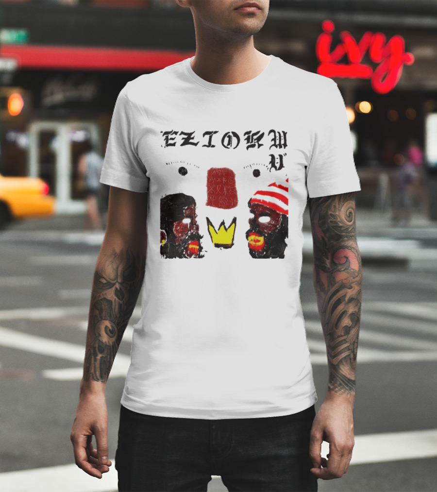 Eziokwu Mixtape Album Crowned Faces With Red Beanie And Glowing Accents T-Shirt
