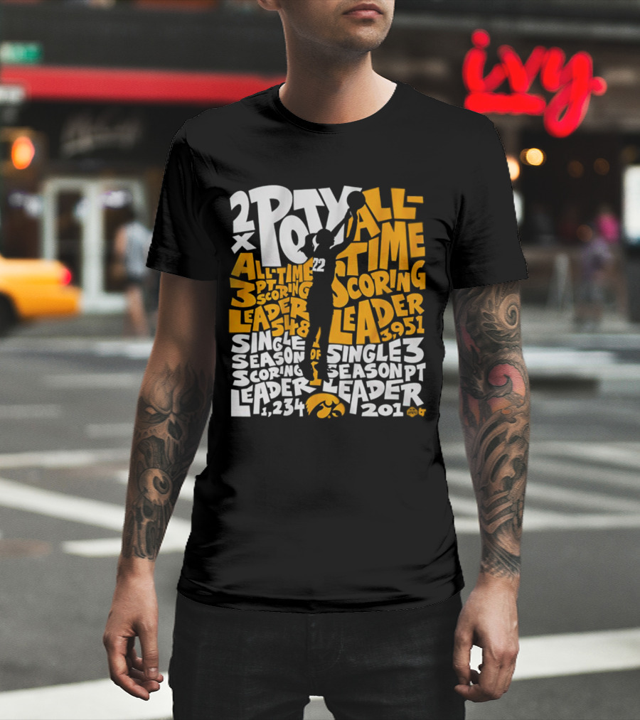 2X POTY Iowa All Time Scoring Leader 3951 Single Season Scoring Leader 1234 T-Shirt