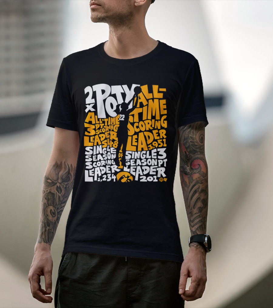 2X POTY Iowa All Time Scoring Leader 3951 Single Season Scoring Leader 1234 T-Shirt