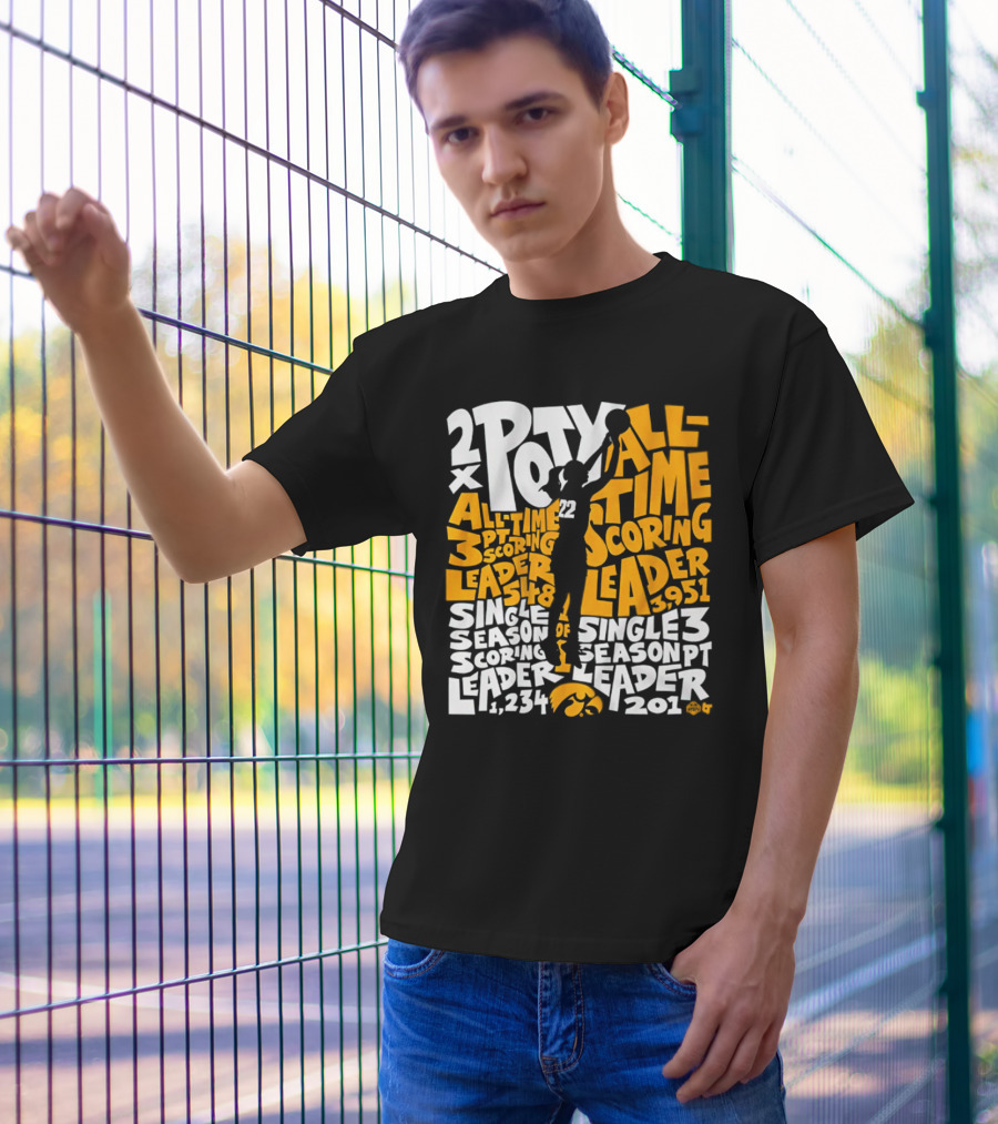 2X POTY Iowa All Time Scoring Leader 3951 Single Season Scoring Leader 1234 T-Shirt