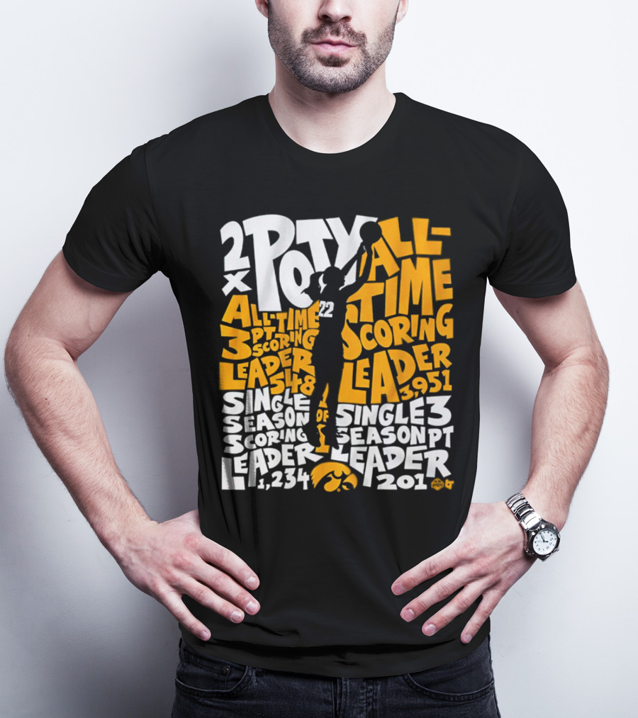 2X POTY Iowa All Time Scoring Leader 3951 Single Season Scoring Leader 1234 T-Shirt
