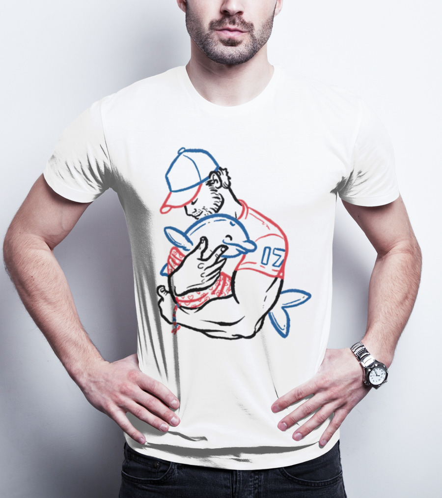 Dolphin I Love You Dad 17 Baseball Player Hugging Child's Plush Toy T-Shirt
