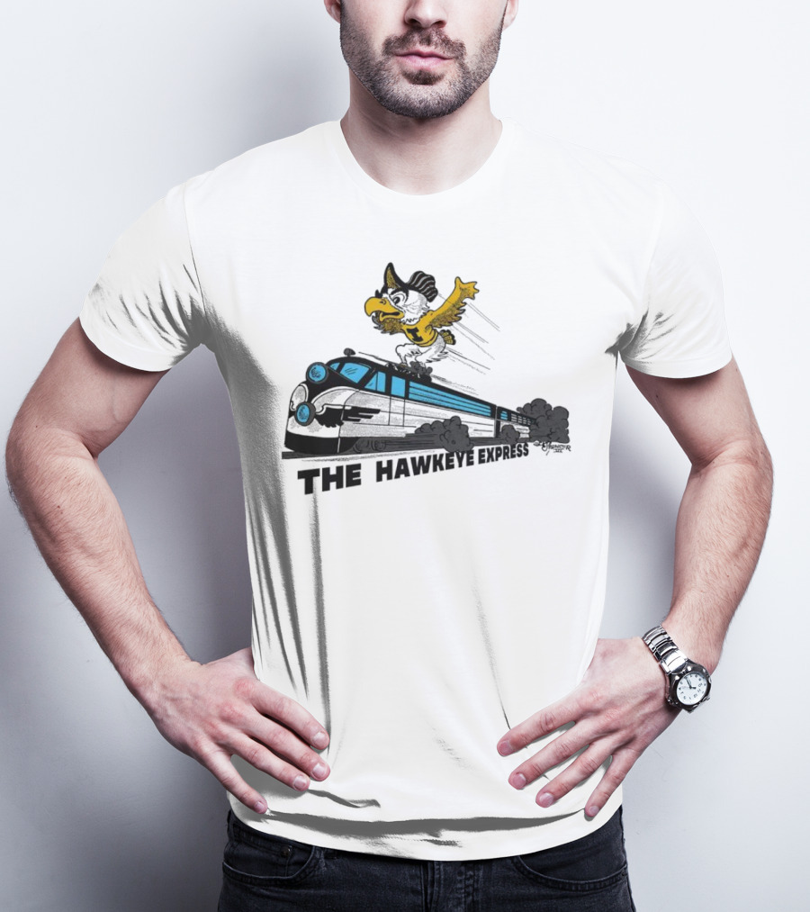 Iowa Hawkeyes The Hawkeye Express Train With Flying Mascot T-Shirt