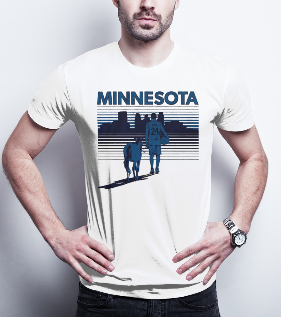 Minnesota Basketball 24 Bring Ya Ass Player And Dog With City Skyline T-Shirt