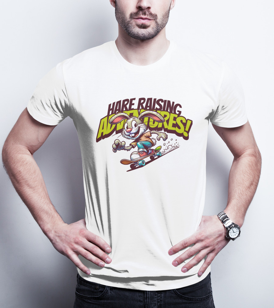 Hare Raising Adventures Skateboarding Rabbit T-Shirt