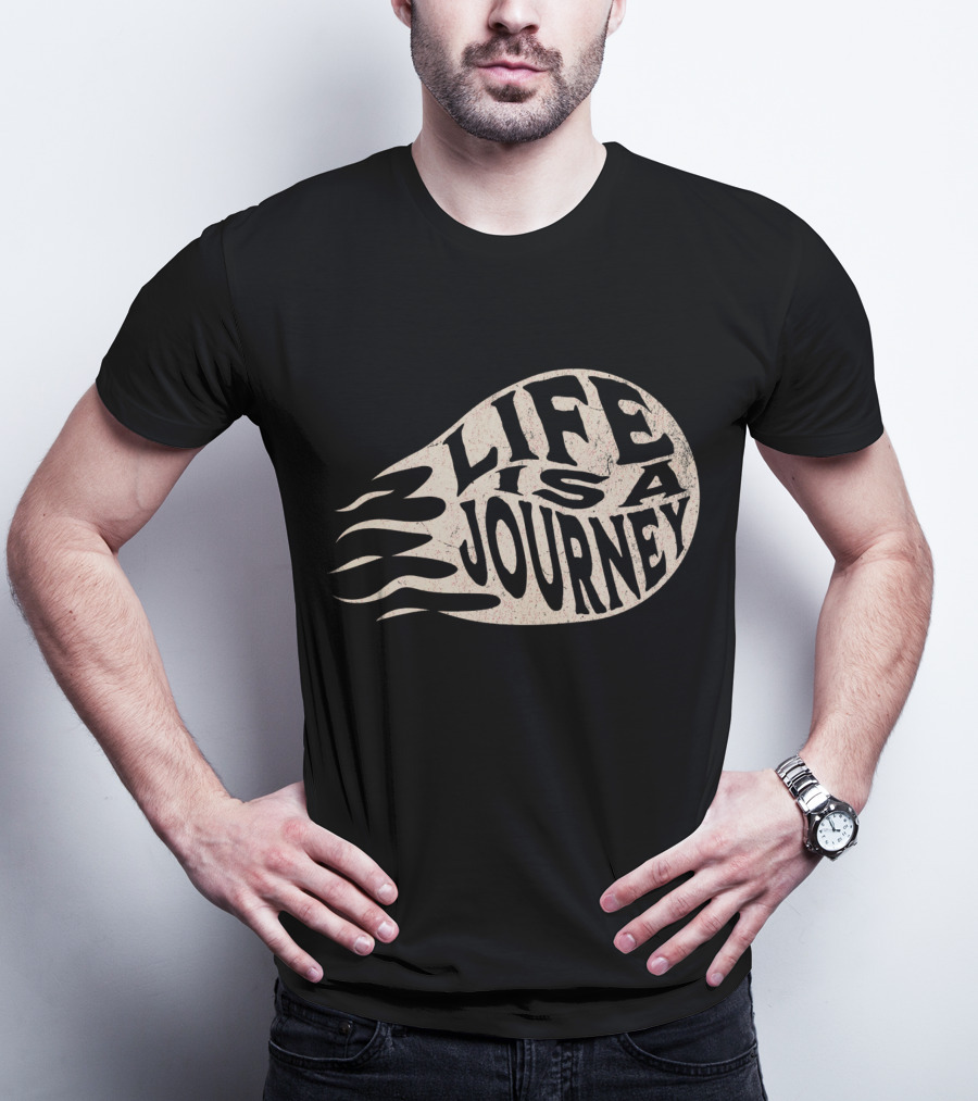 Life Is A Journey Flame-Inspired Text T-Shirt