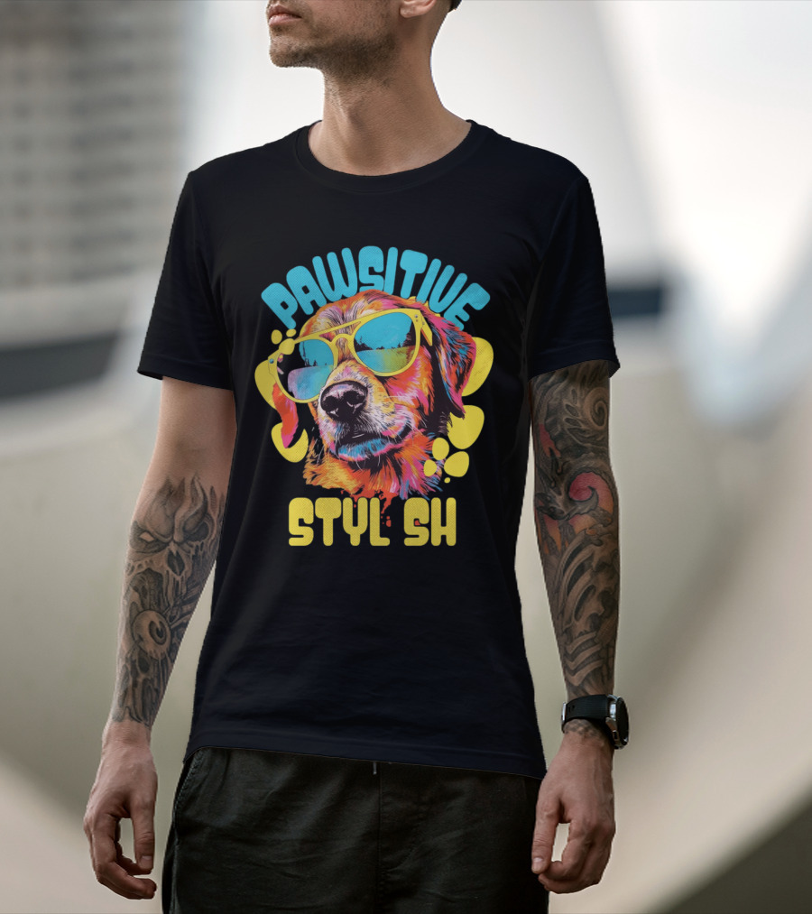 Pawsitive Styl Sh Sunglasses Retro Dog T-Shirt