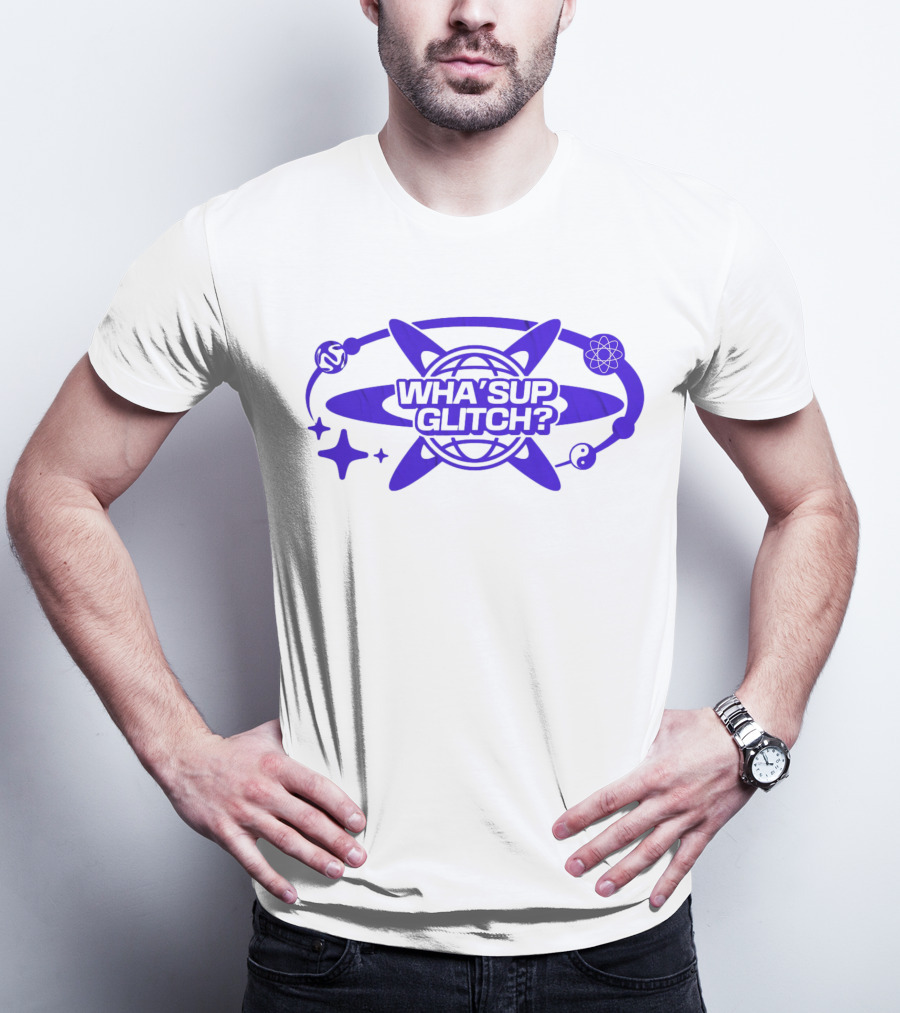 WHA'SUP GLITCH YNOT2K Retro Tech Atomic Globe T-Shirt