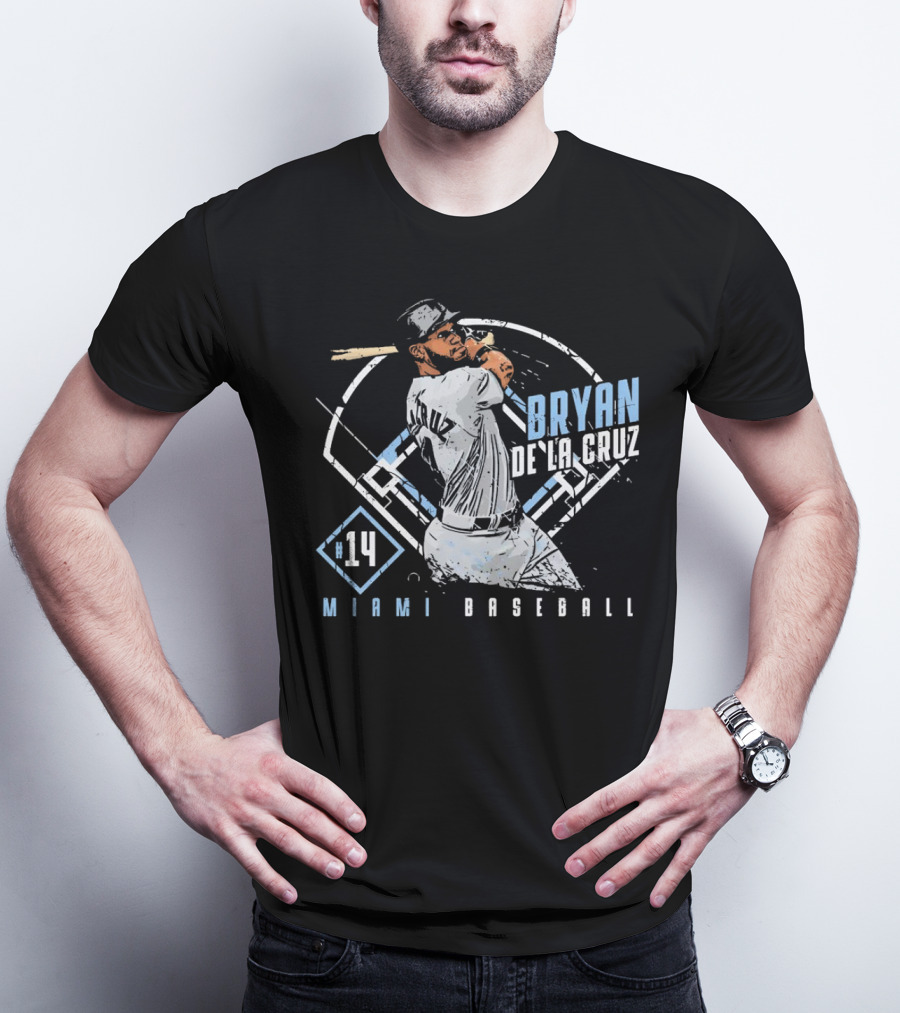 Bryan De La Cruz Miami Baseball #14 Cartoon T-Shirt