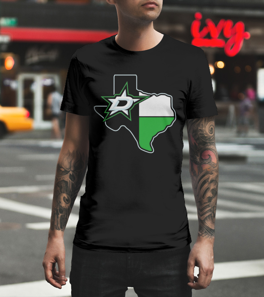 Dallas Stars NHL Texas Outline And Emblem T-Shirt