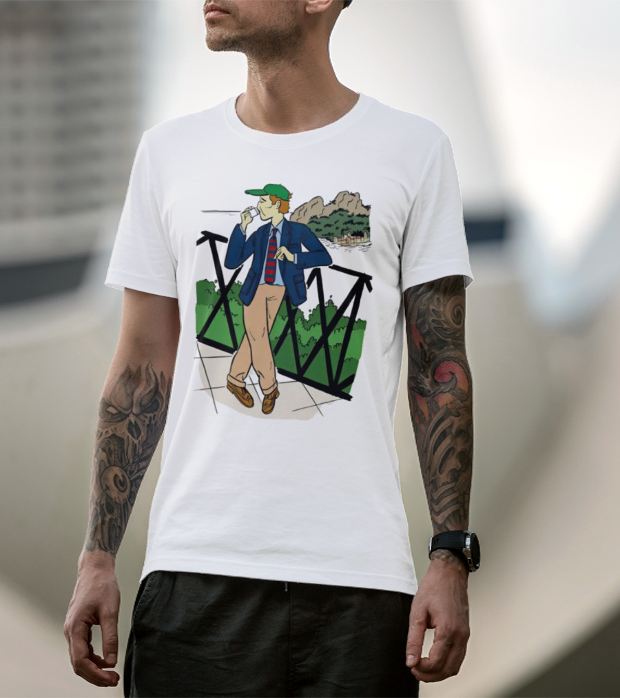 Dick Carroll Roy Rober’s Green Cap And Cityscape Pipe Smoker T-Shirt