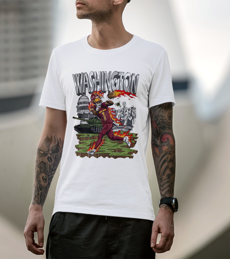 Washington Commanders Jahan Dotson Football Cartoon Capitol Tank Lincoln Fire T-Shirt