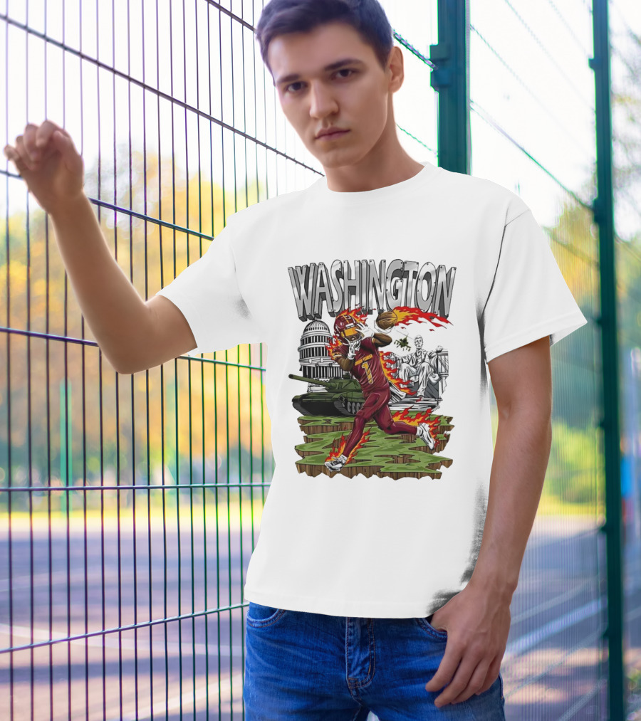 Washington Commanders Jahan Dotson Football Cartoon Capitol Tank Lincoln Fire T-Shirt