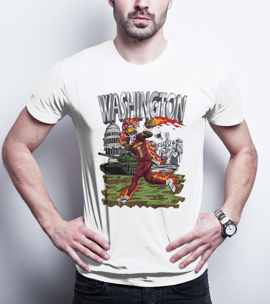 Washington Commanders Jahan Dotson Football Cartoon Capitol Tank Lincoln Fire T-Shirt