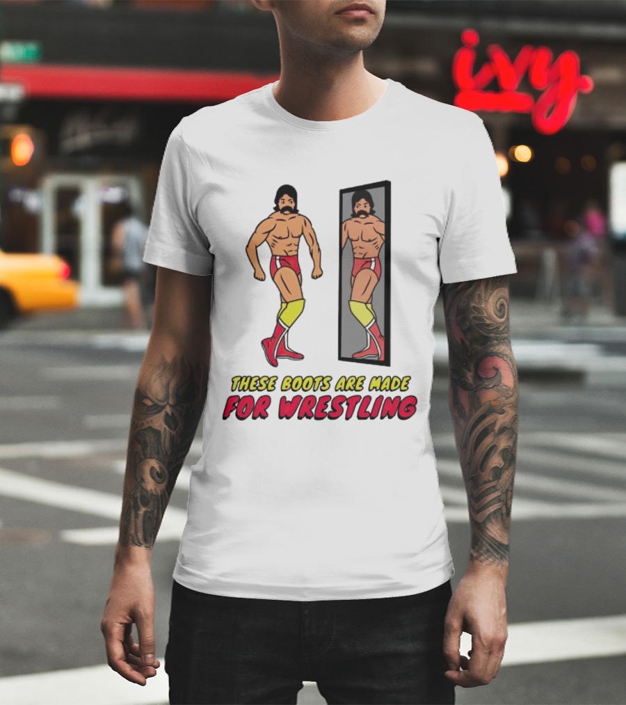 These Boots Are Made For Wrestling Reflective Wrestler Mirror Image T-Shirt