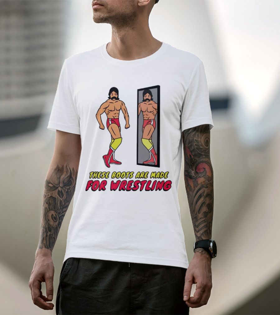 These Boots Are Made For Wrestling Reflective Wrestler Mirror Image T-Shirt