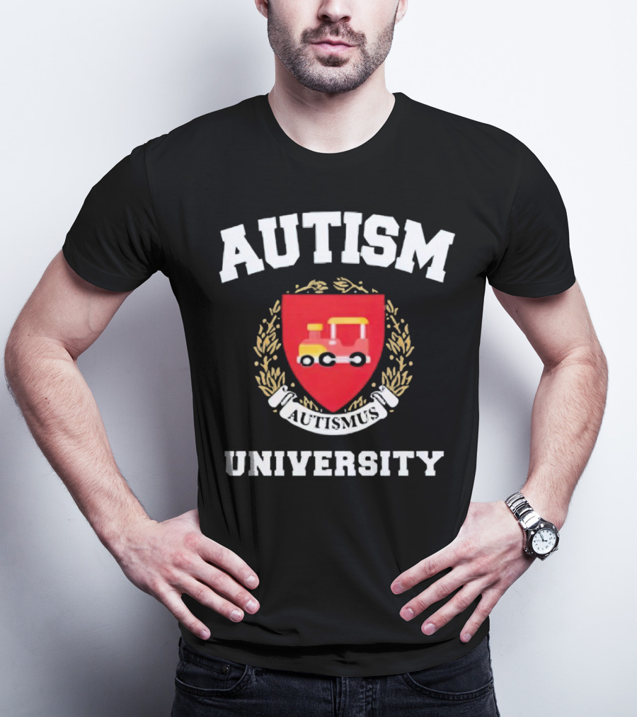 Autismus University Autism Joke Shield With Toy Car Crest T-Shirt