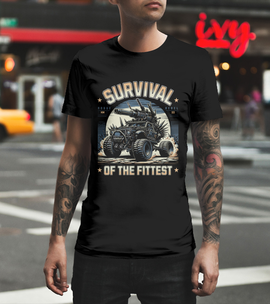 Survival Of The Fittest Rogue Rebel Monster Truck T-Shirt