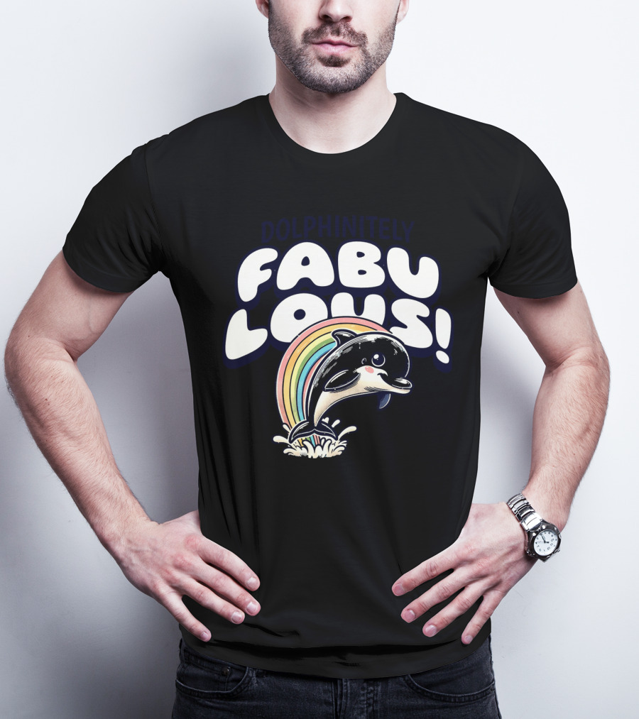 Dolphinitely Fabulous Rainbow Dolphin Splash T-Shirt