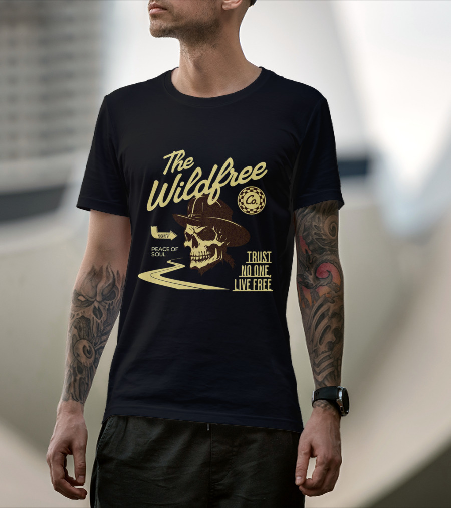 The Wildfree Co Trust No One Live Free Peace Of Soul Skull 1677 T-Shirt
