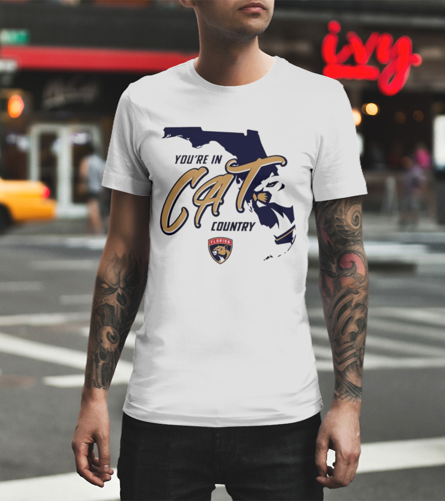 Florida Panthers You're In Cat Country Map Outline T-Shirt