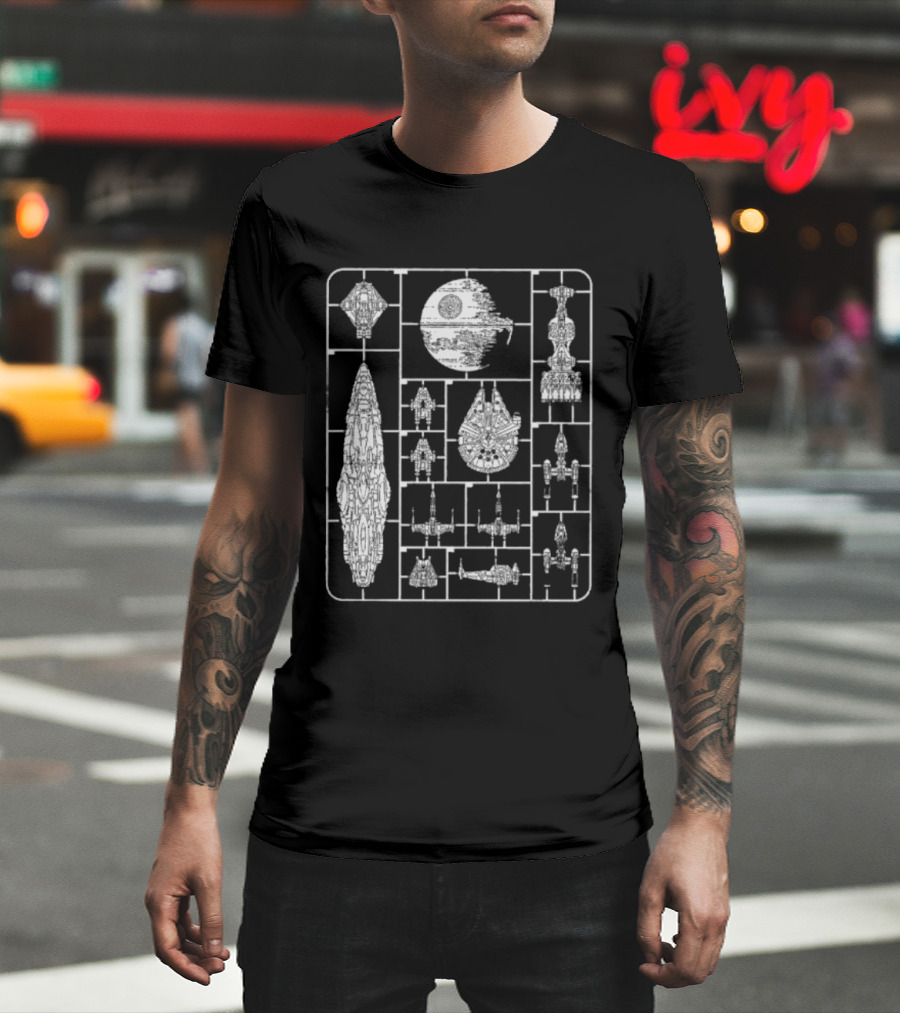 Star Wars Spacecraft Rebellion Model Kit Blueprint T-Shirt