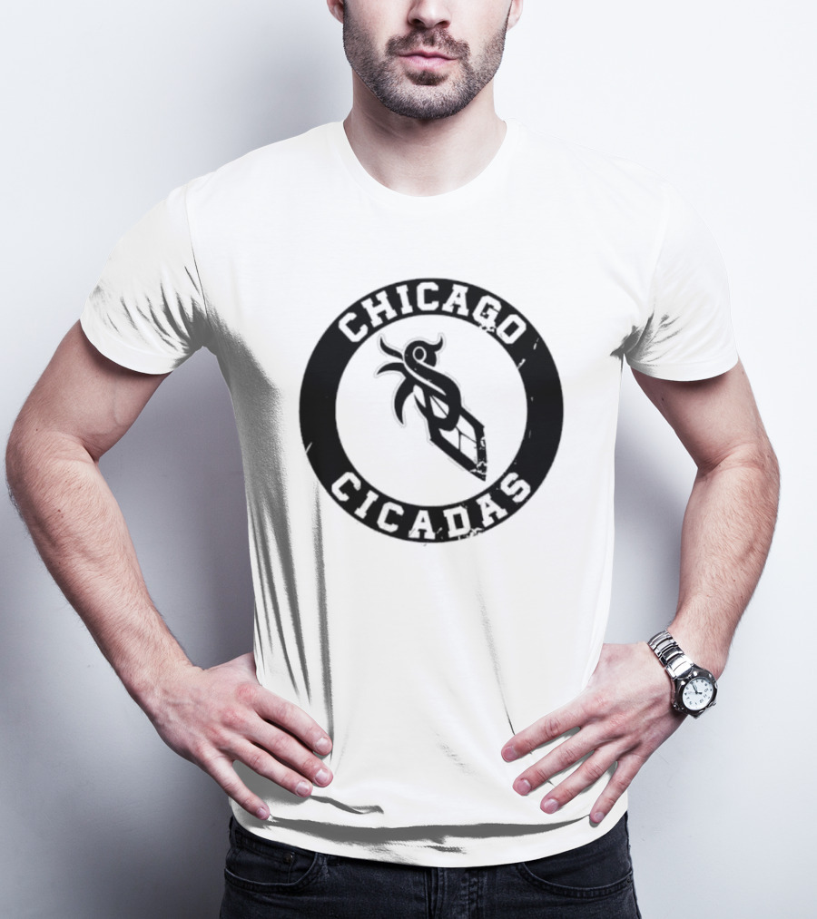 Chicago Cicadas Baseball Team Logo Black Circle T-Shirt