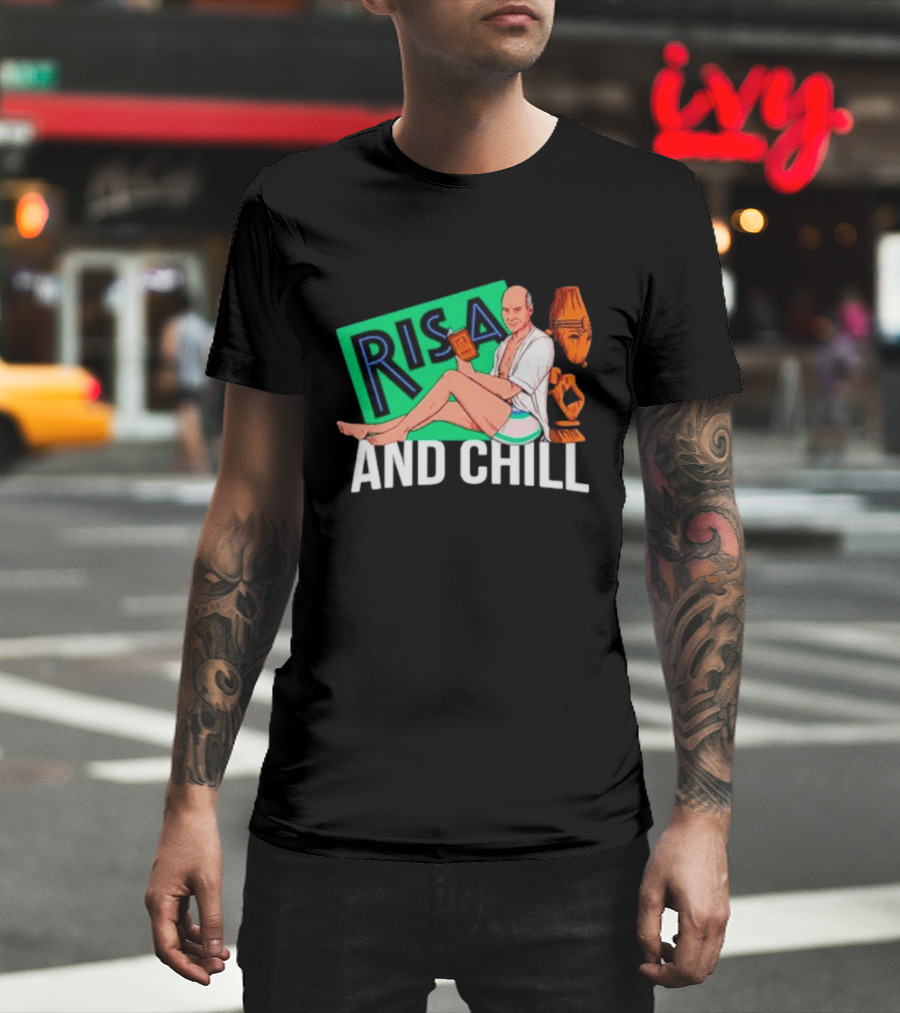 Risa And Chill Star Trek Parody Patrick Stewart Tropical Vacation Relaxation T-Shirt