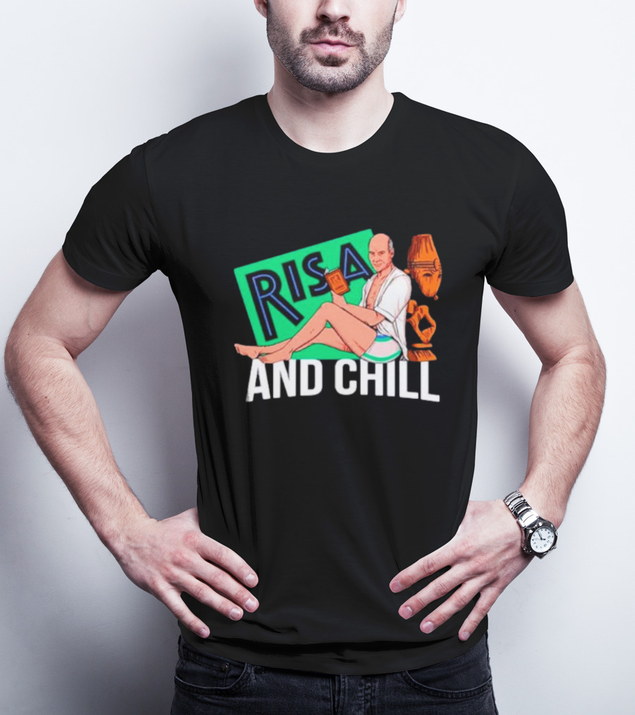 Risa And Chill Star Trek Parody Patrick Stewart Tropical Vacation Relaxation T-Shirt