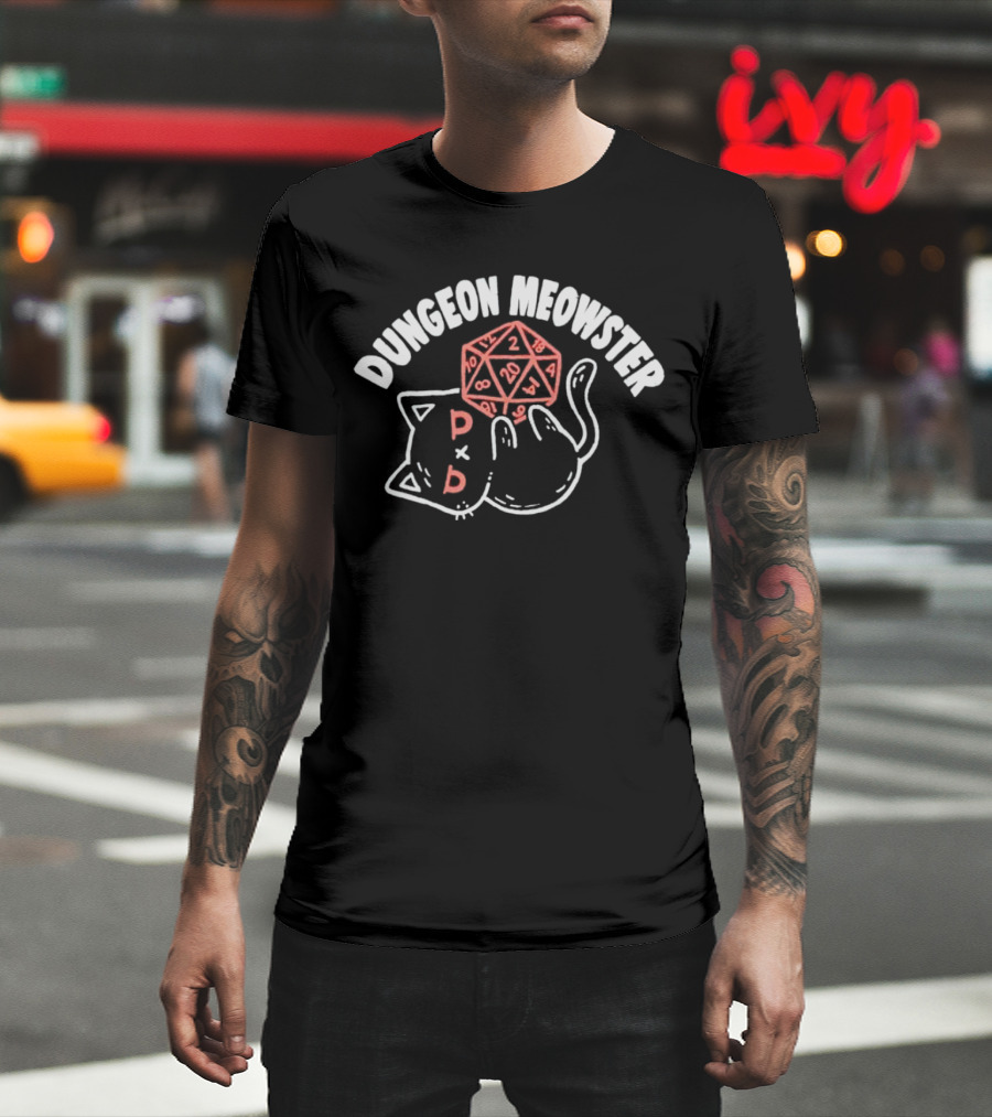 Dungeon Meowster Cat With D20 Die T-Shirt
