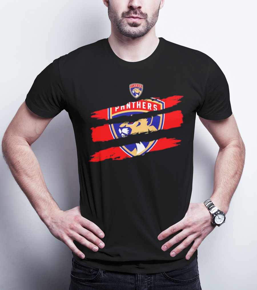 Florida Panthers Scratch Red Emblem T-Shirt