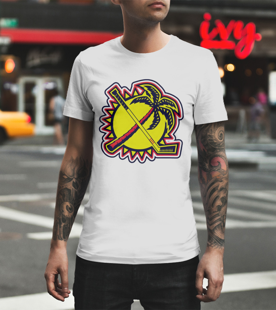 Florida Panthers Sun Coconut Tree Hockey Stick Palm T-Shirt