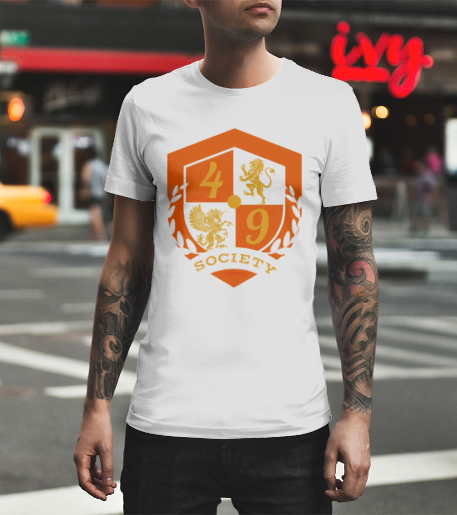 49 Society Crest With Heraldic Lion And Griffin Emblem T-Shirt