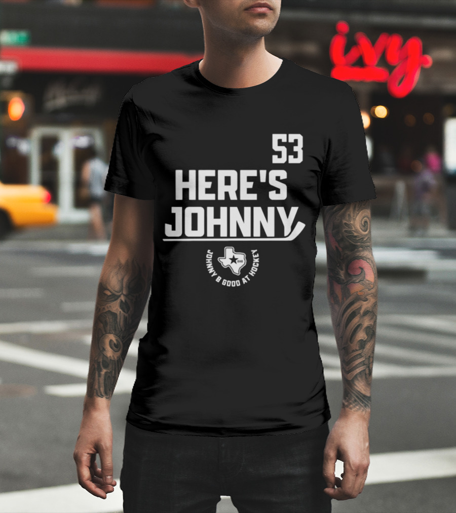 53 Here's Johnny B Good At Hockey Texas Star T-Shirt