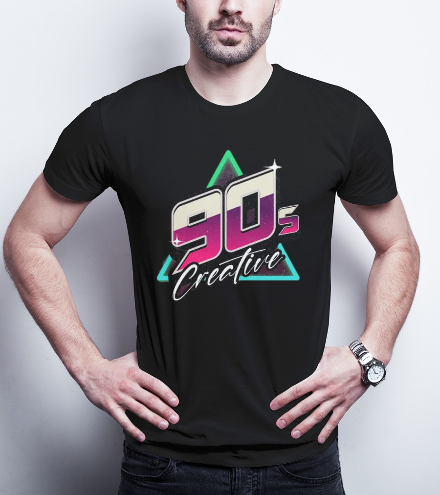90s Creative Synthwave Retro Neon Triangle T-Shirt