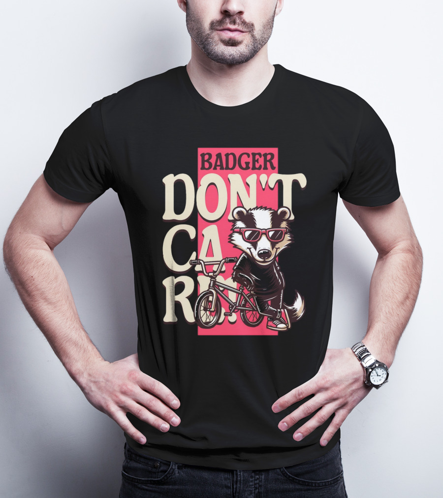 Badger Don't Care Cool Shades Bicycle Attitude T-Shirt