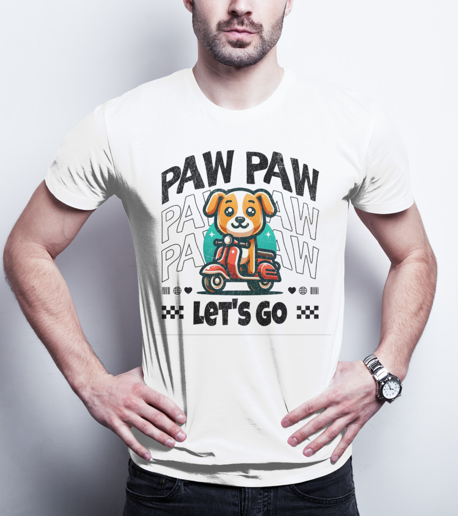Paw Paw Let's Go Funny Puppy On Scooter Adventure T-Shirt